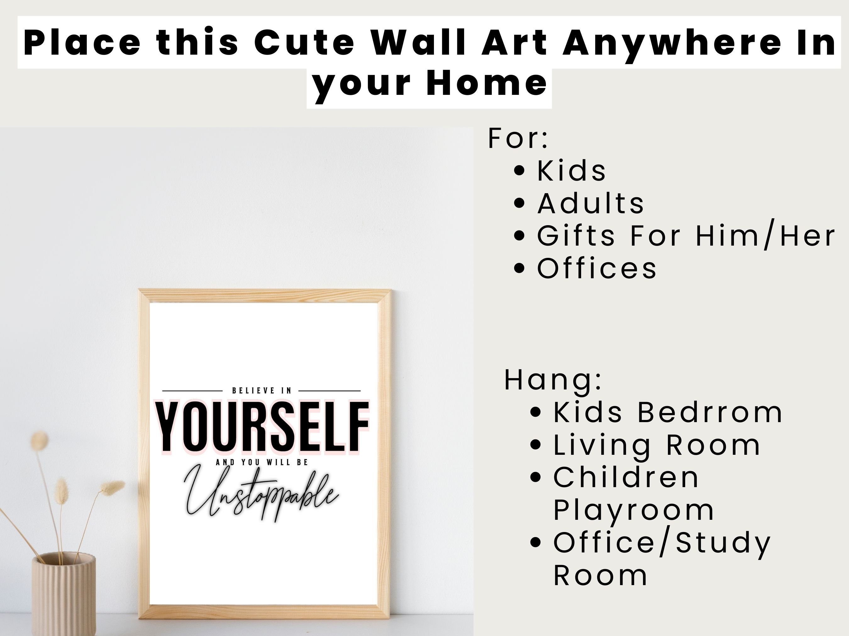 Positive Affirmation Wall Art, Printable Wall Art, Inspirational Quotes ...
