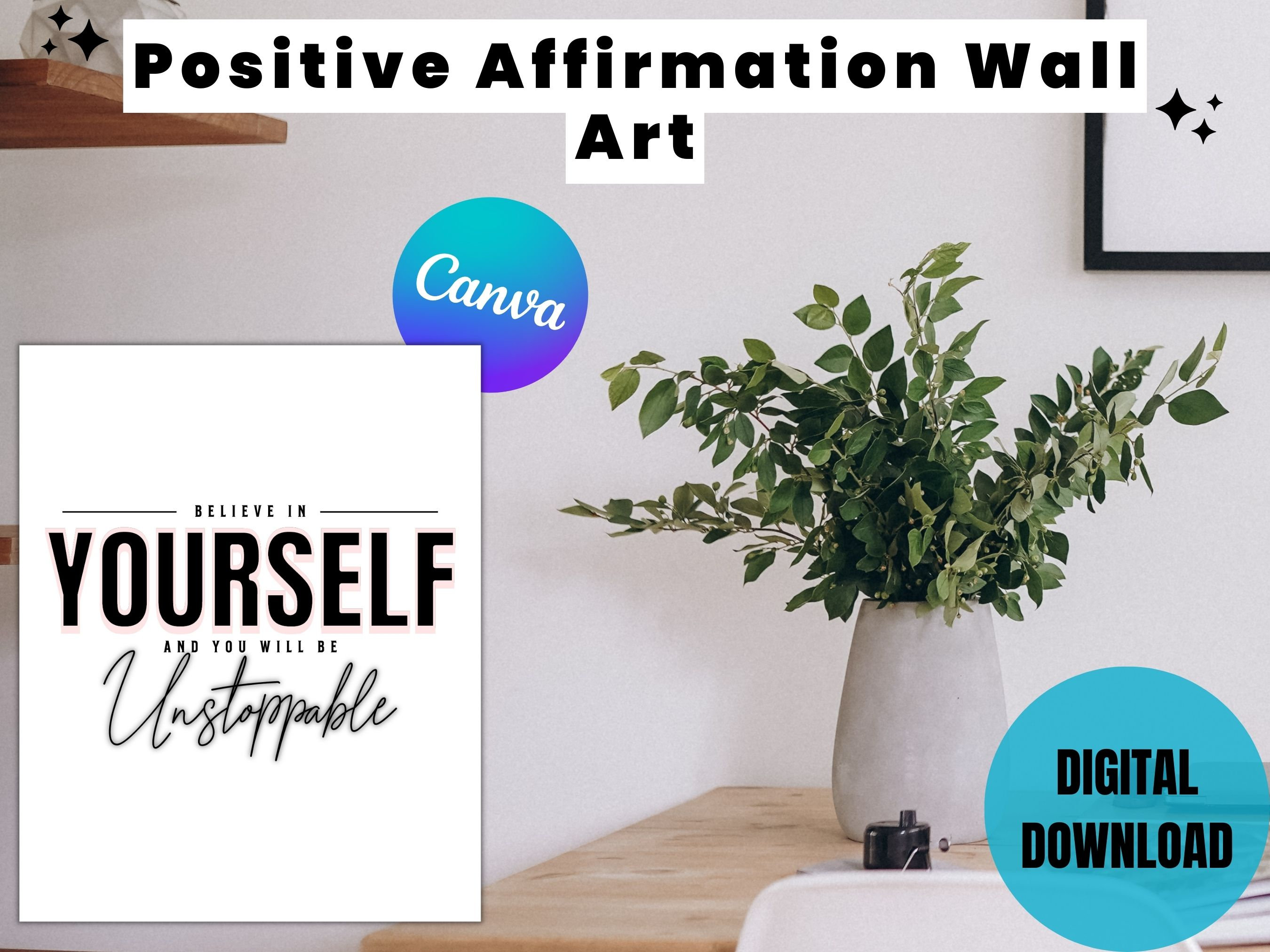 Positive Affirmation Wall Art, Printable Wall Art, Inspirational Quotes ...