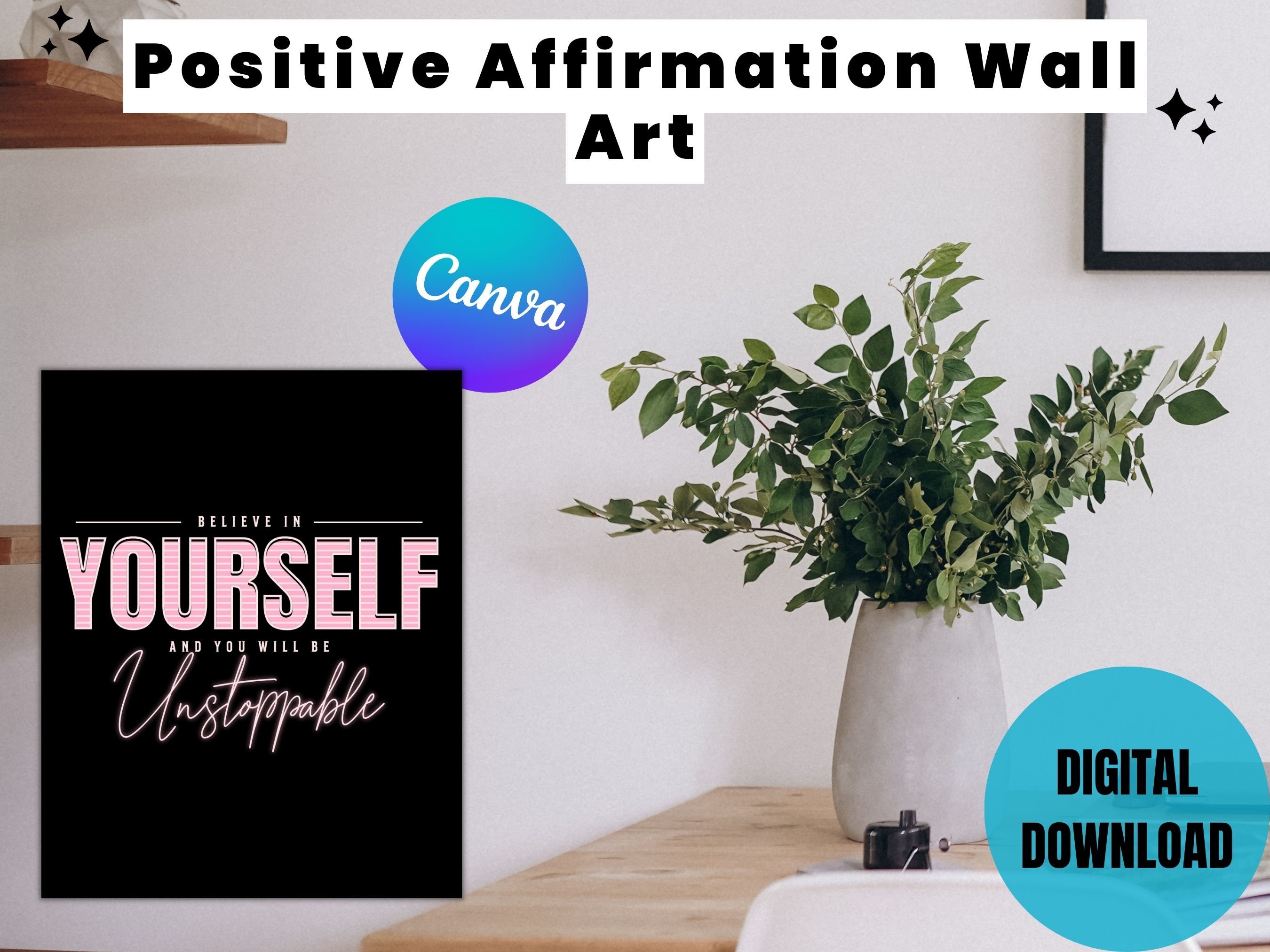Positive Affirmation Wall Art, Printable Wall Art, Inspirational Wall ...