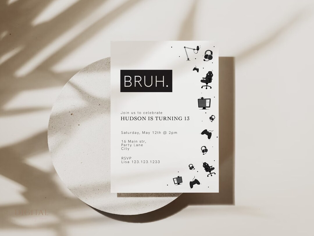 Bruh Birthday Invitation Bruh Tween Party Invite Boy Teen - Etsy
