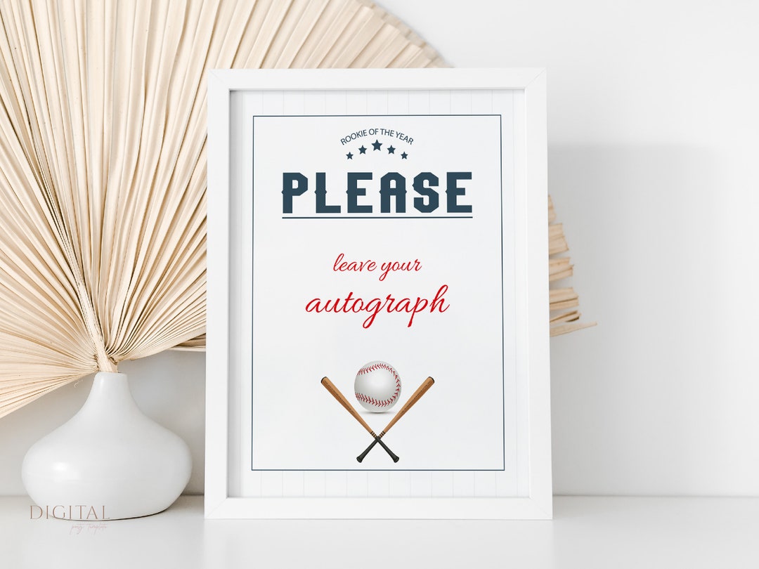 Baseball Birthday Please Leave Your Autograph Sign, Rookie of the Year ...