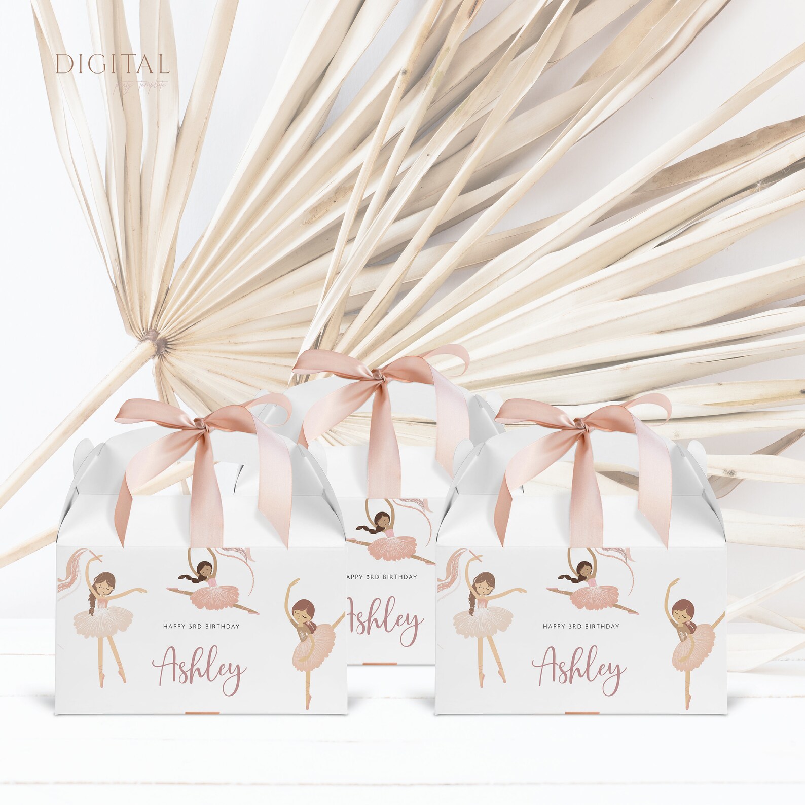 Ballerina Gable Box Label, Ballet Dancer Birthday Party Favour Box ...