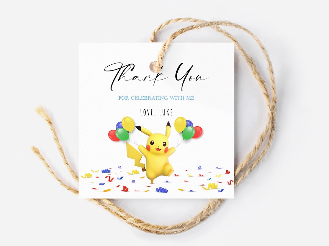 Pokemon Thank You Tag Pokemon Pikachu Birthday Party Favor - Etsy