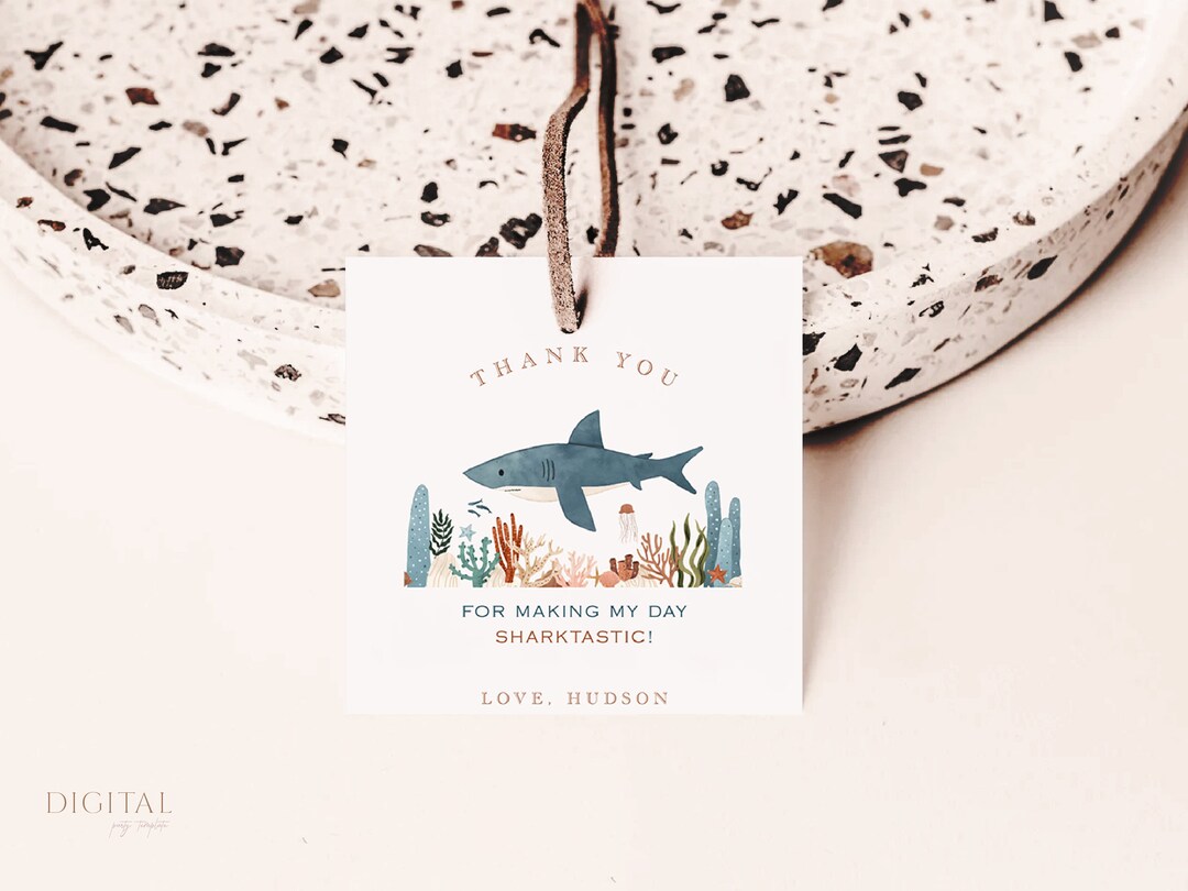 Shark Thank You Tag Shark Birthday Party Favor Tags Printable - Etsy