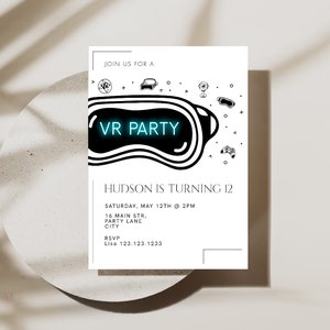 VR Birthday Invitation Modern VR Gaming Birthday Party Invite Editable ...
