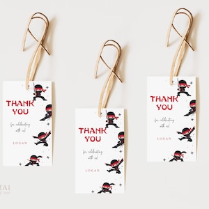 Ninja Thank You Tag Warrior Spy Ninja Birthday Party Favor Tags ...