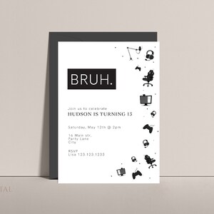 Bruh Birthday Invitation Bruh Tween Party Invite Boy Teen - Etsy