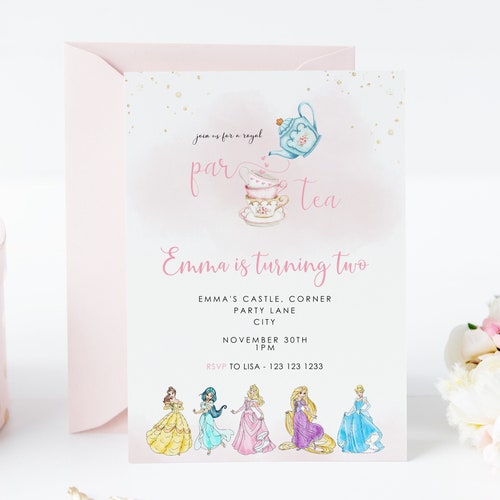 Editable Princess Tea Party Invitation Princess Birthday - Etsy