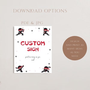 Ninja Custom Sign Printable Ninja Warrior Birthday Party Decor ...