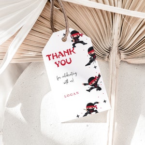 Ninja Thank You Tag Warrior Spy Ninja Birthday Party Favor Tags ...