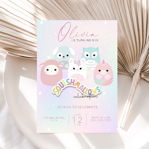 Squishmallow Birthday Invitation Squishmallow Editable - Etsy