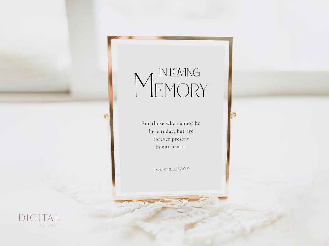 Modern in Loving Memory Sign Minimal Printable Memorial - Etsy
