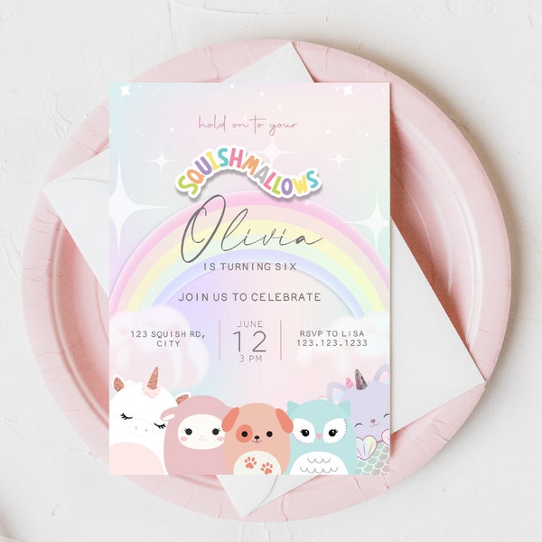Squishmallow Birthday Invitation - Etsy