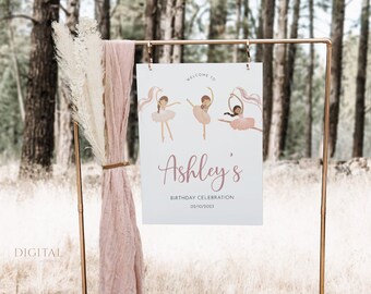 Ballerina Birthday Party Welcome Sign Editable Digital Template - Etsy