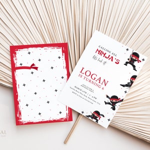 Ninja Invitation Warrior Birthday Party Invite Boy Modern Martial Arts ...