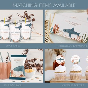 Shark Gable Box Label Boy Shark Under the Sea Birthday Party Favor Box ...