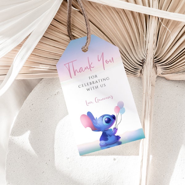 Lilo and Stitch Birthday Thank You Tags - Etsy