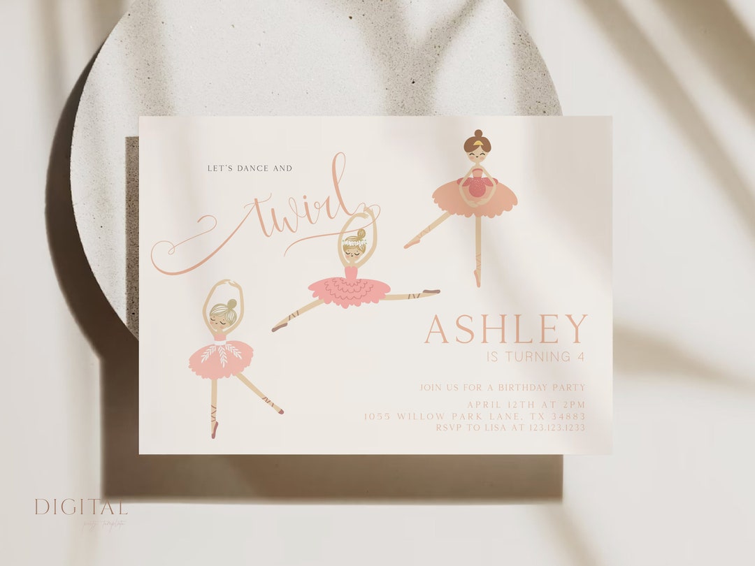 Ballerina Invitation, Ballet Birthday Party Invite, Editable Digital ...