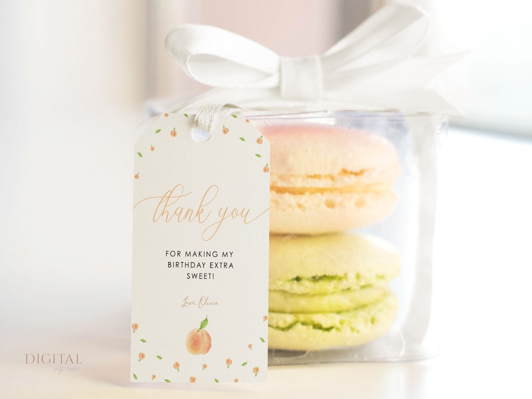 Sweet Peach Thank You Tag One Sweet Peach Birthday Party Favor Tag ...