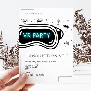 VR Birthday Invitation Modern VR Gaming Birthday Party Invite Editable ...