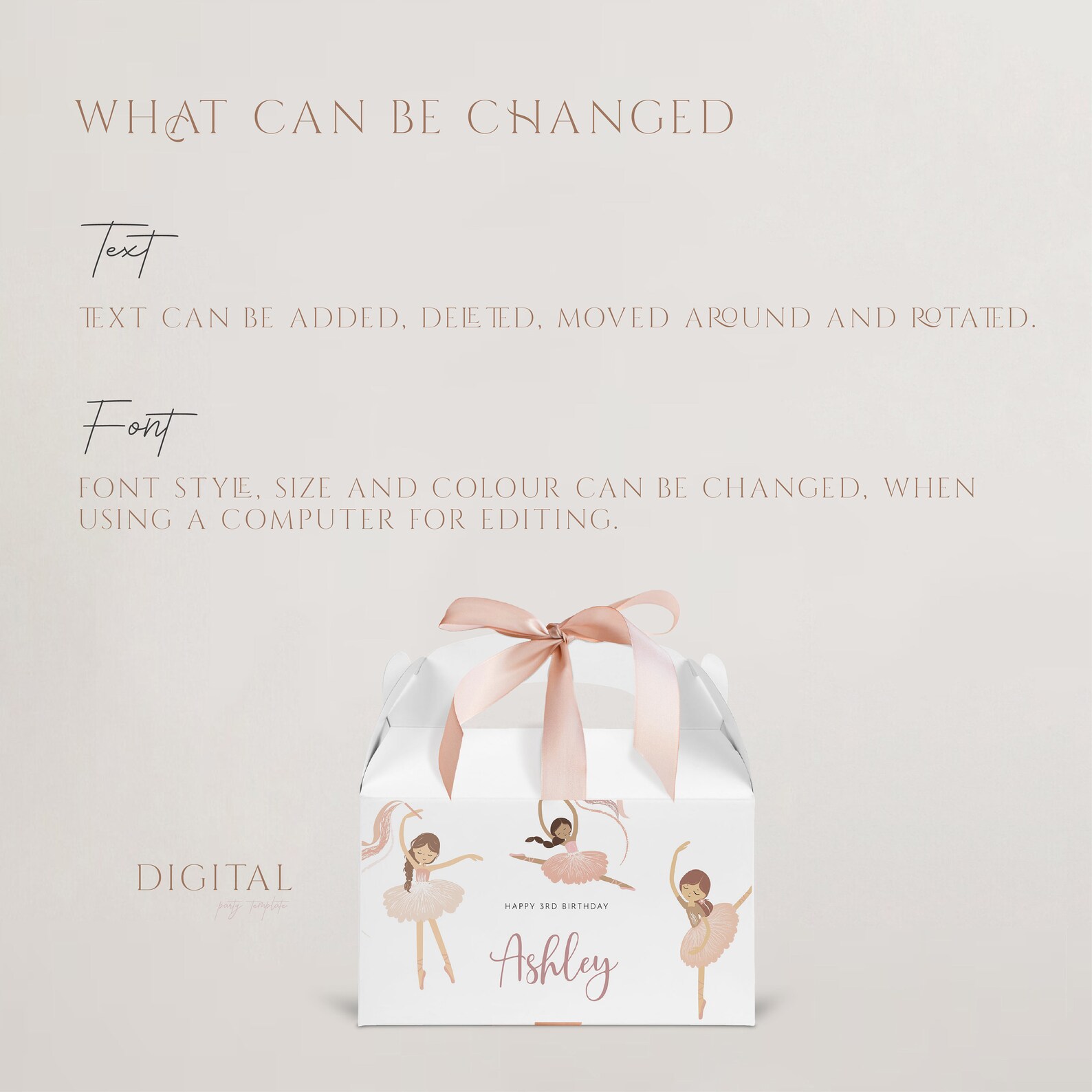 Ballerina Gable Box Label, Ballet Dancer Birthday Party Favour Box ...