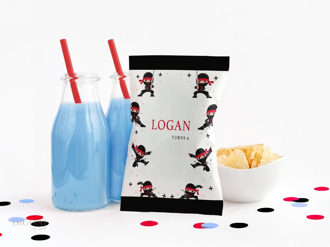 Ninja Chip Bag Label Warrior Spy Ninja Birthday Party Favors, Editable ...