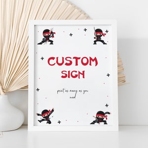 Ninja Custom Sign Printable Ninja Warrior Birthday Party Decor ...