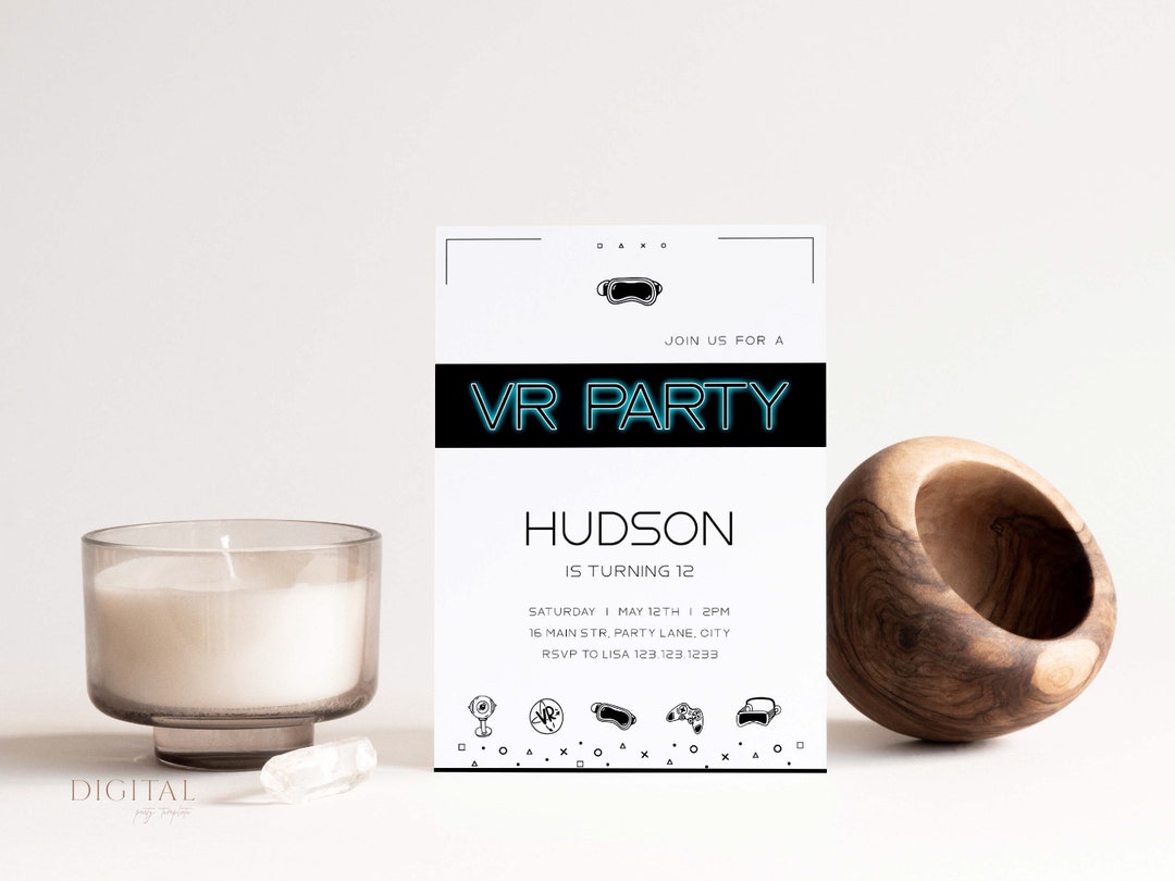 VR Birthday Invitation Modern VR Gaming Birthday Party Invite Editable ...