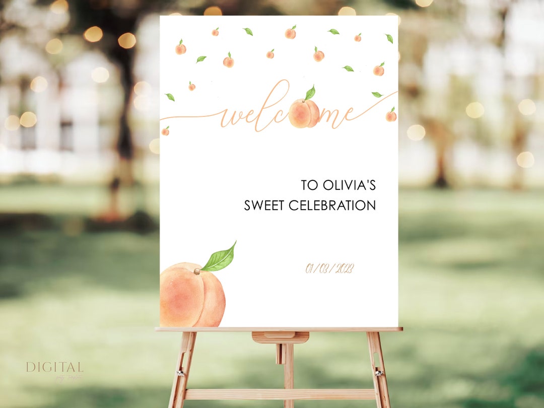Peach Welcome Sign One Sweet Peach Birthday Party Decorations - Etsy