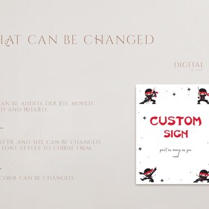 Ninja Custom Sign Printable Ninja Warrior Birthday Party Decor ...