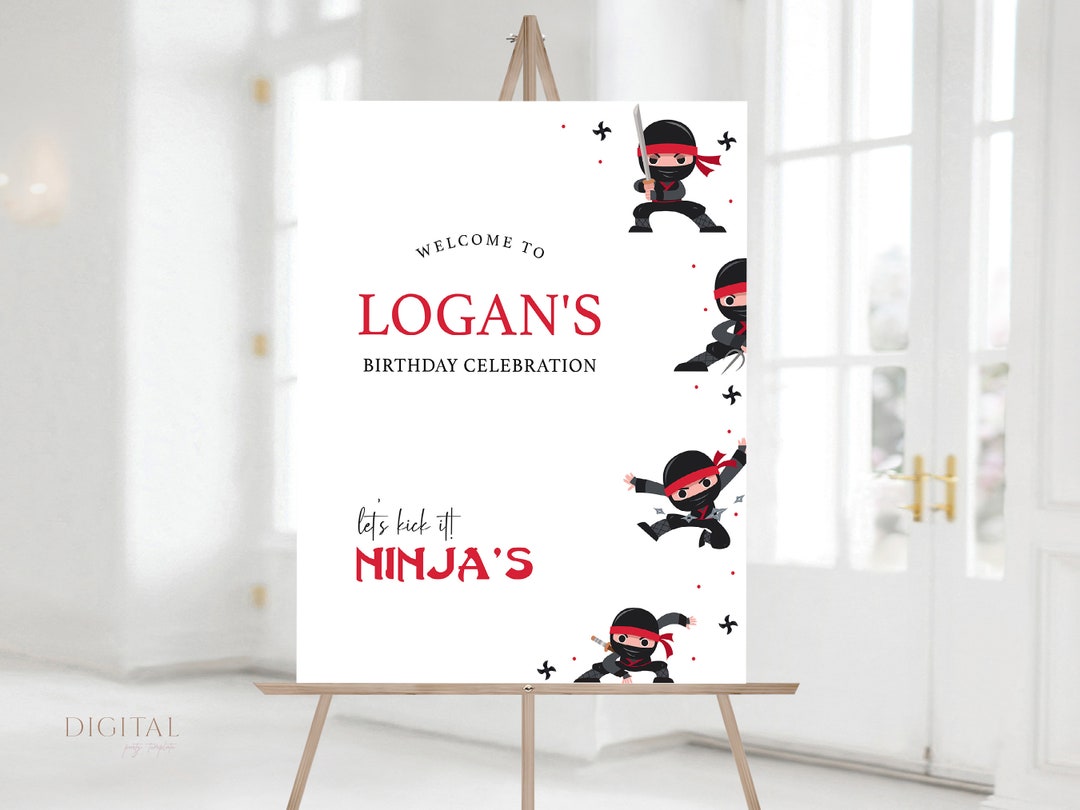 Ninja Birthday Welcome Sign Spy Warrior Ninja Birthday Party Decor ...