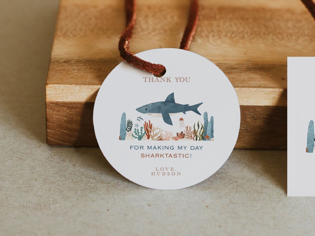 Shark Thank You Tag Shark Birthday Party Favor Tags, Printable Shark ...