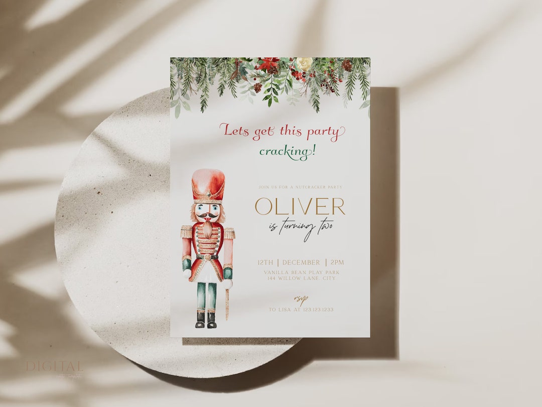 Christmas Birthday Invitation, Nutcracker Birthday Party Invite ...