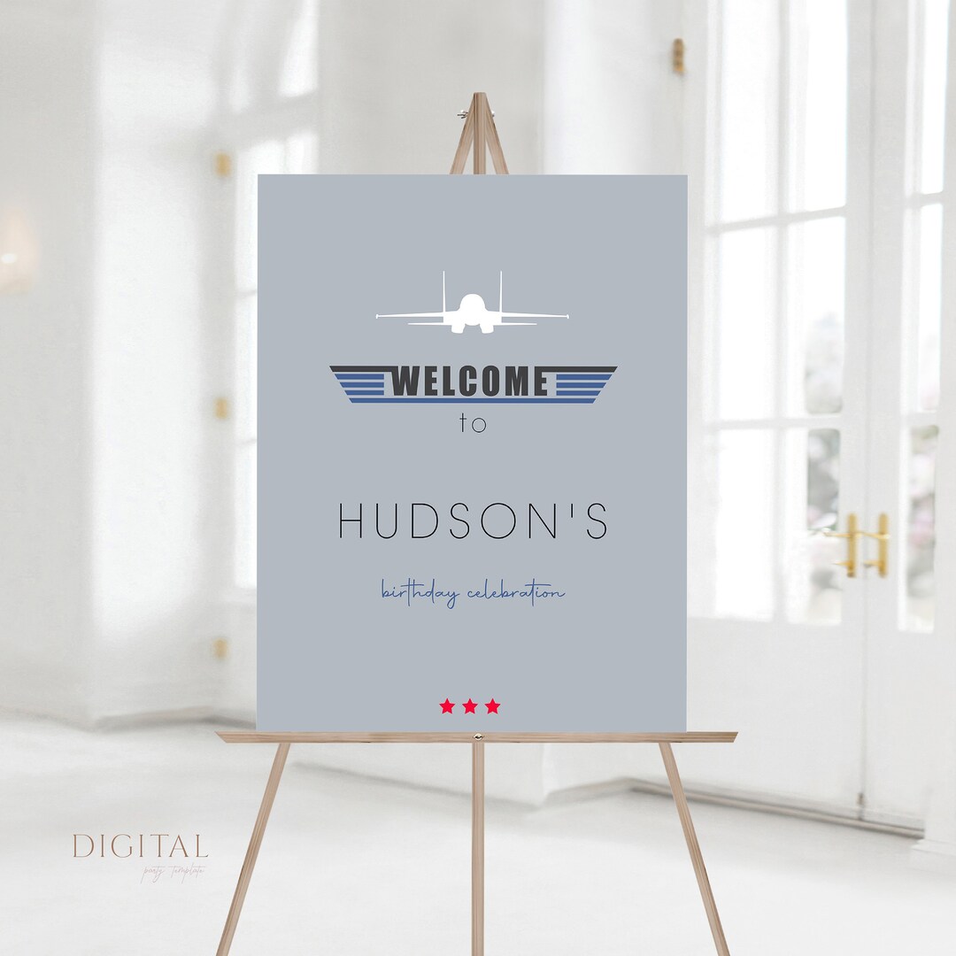 Fighter Jet Welcome Sign, Modern Fighter Pilot Birthday Party Decor ...