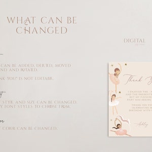 Ballerina Thank You Card, Printable Tutu Cute Ballet Dancer Birthday ...