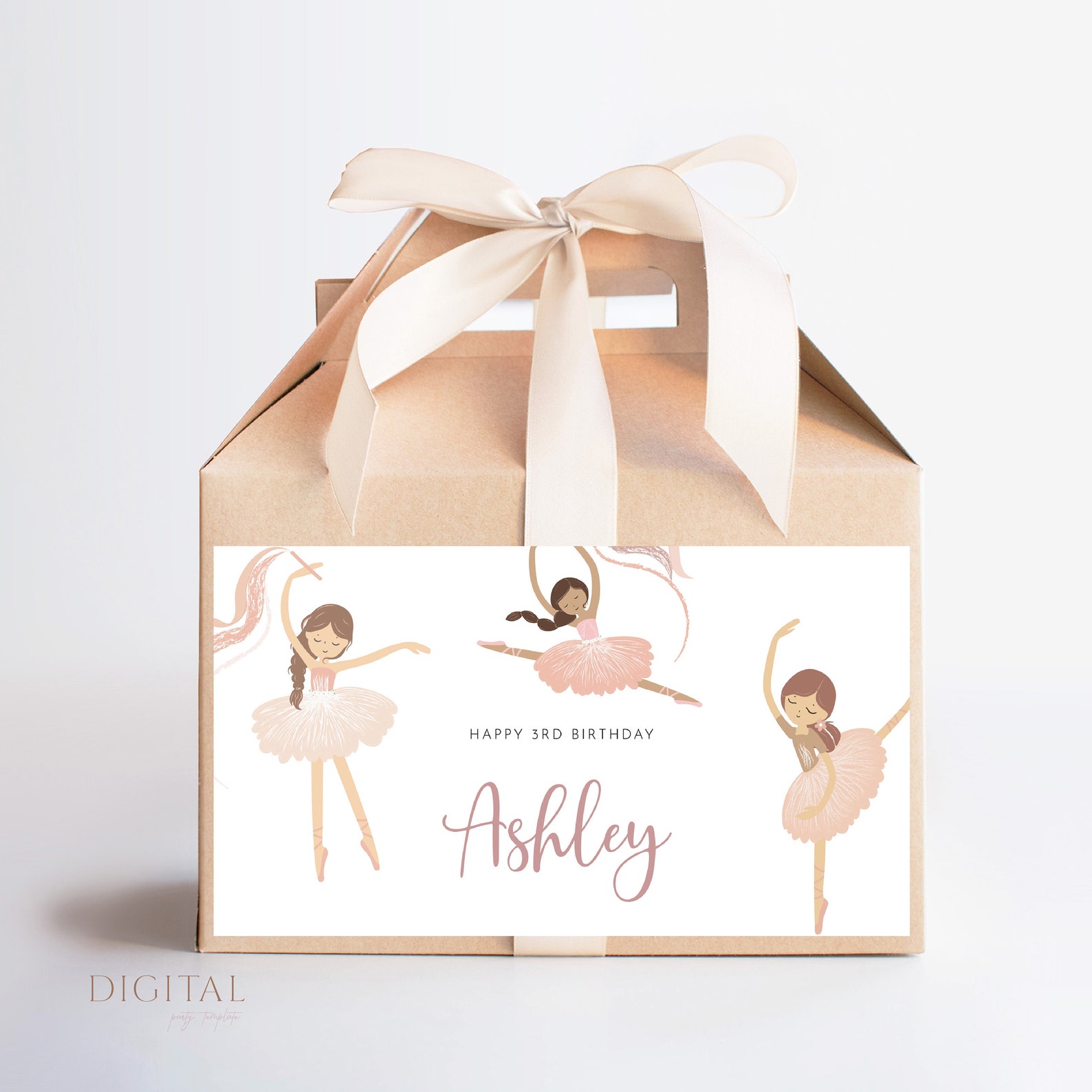 Ballerina Gable Box Label, Ballet Dancer Birthday Party Favour Box ...