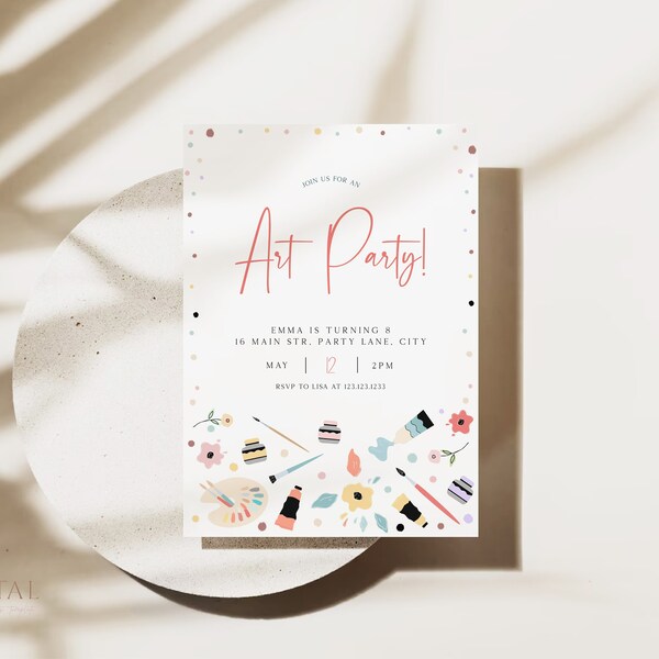 Art Birthday Invite - Etsy