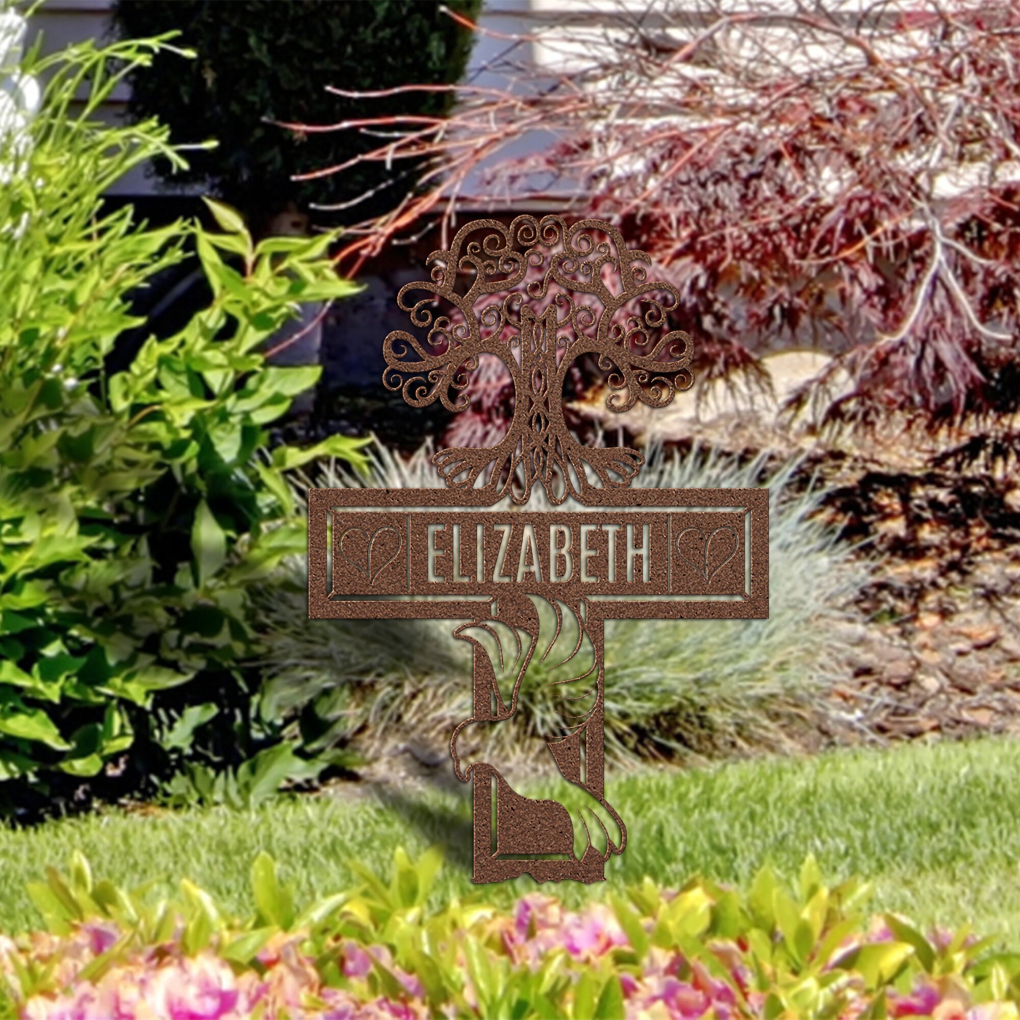 Personalized Memorial Cross Metal Garden & Yard Stake, Cemetery Grave ...