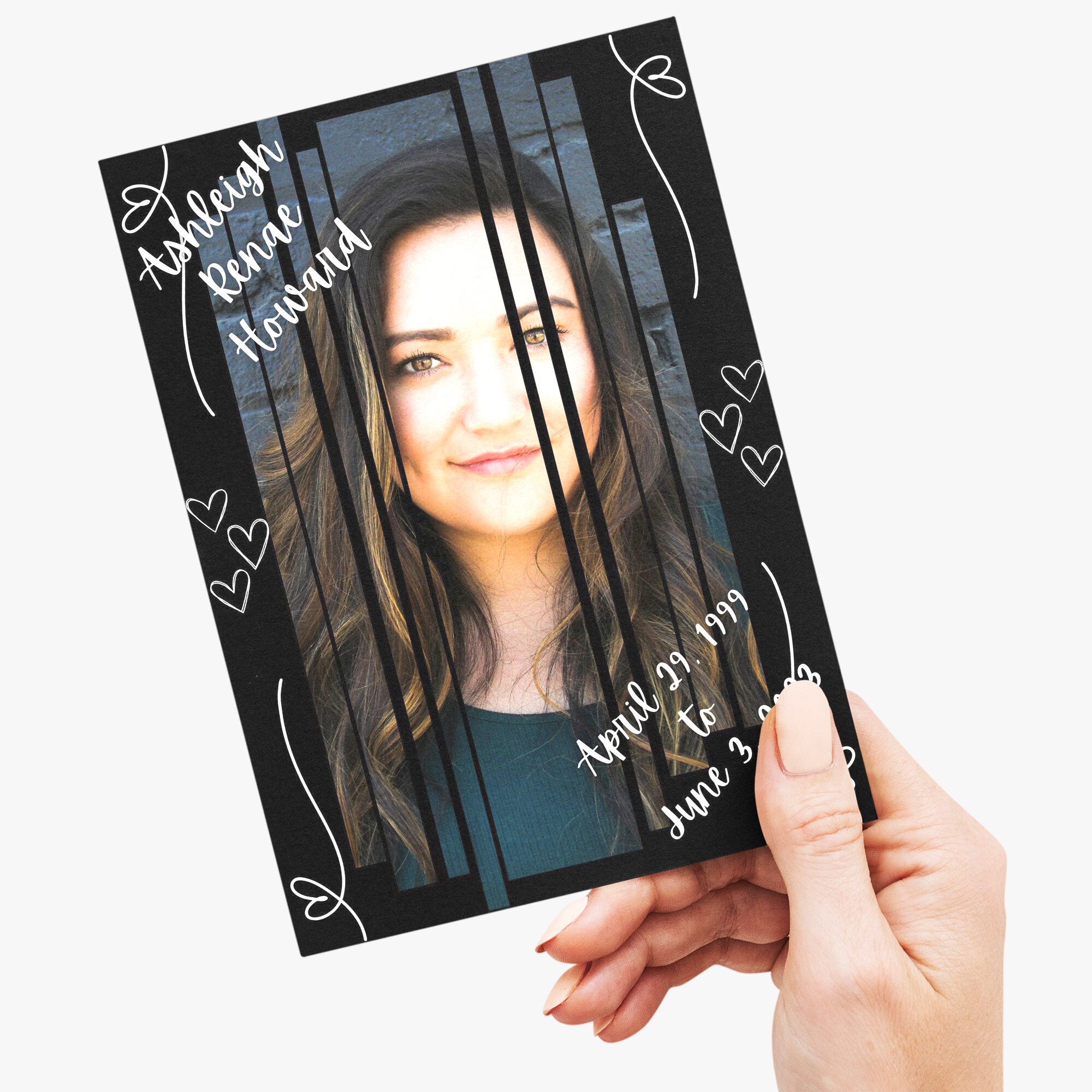 Custom Memorial Funeral Program Template, Black & White Design W/ Photo ...