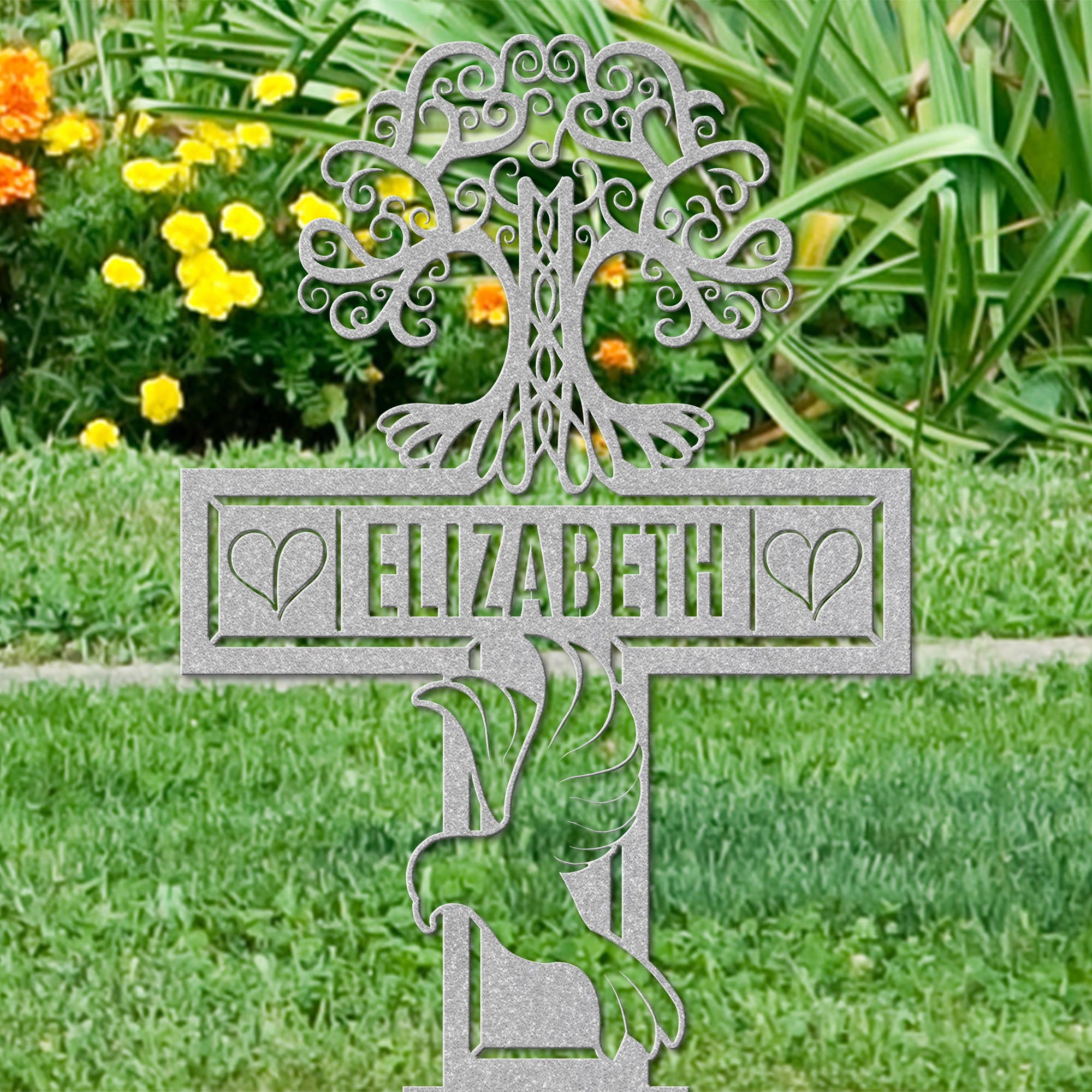 Personalized Memorial Cross Metal Garden & Yard Stake, Cemetery Grave ...