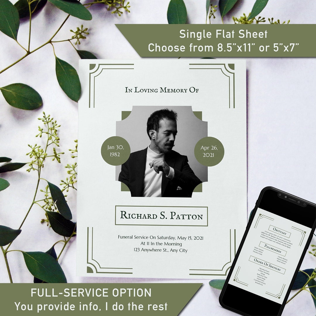 Customizable Funeral Memorial Program Template With Minimalist - Etsy