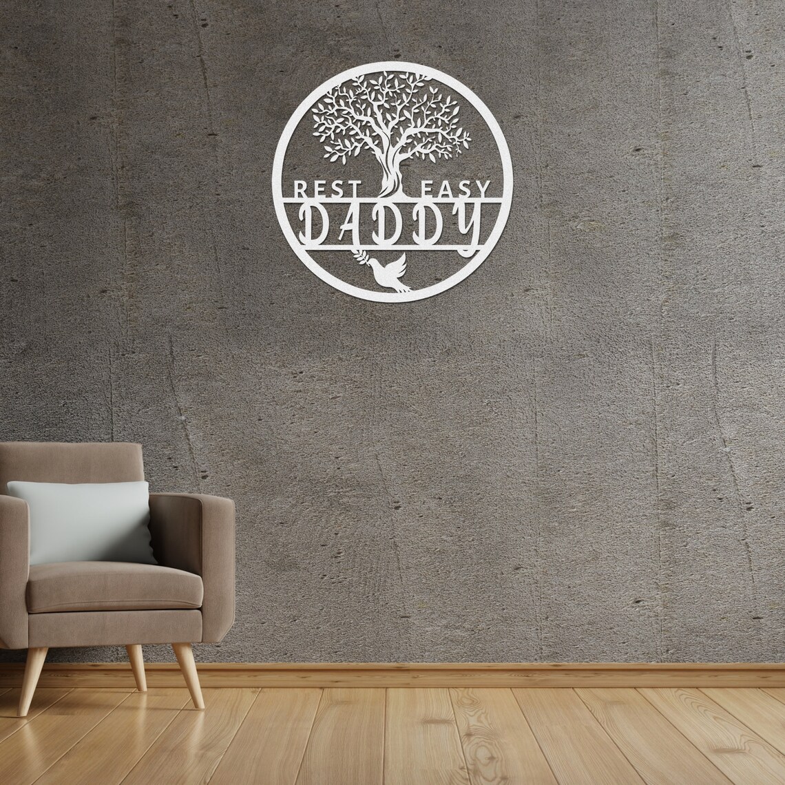 Father Memorial Metal Wall Art Sign, rest Easy Daddy Die Cut Circle W ...