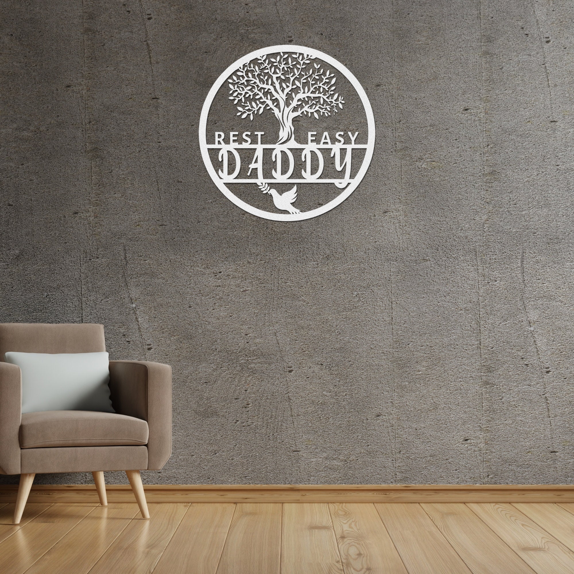 Father Memorial Metal Wall Art Sign, rest Easy Daddy Die Cut Circle W ...