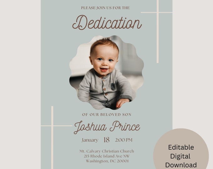 Baby Dedication Invitation Template, Minimalist Dedication, Completely ...