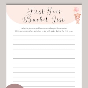 Baby Shower Baby Bucket List, Keepsake Game, Minimalist Baby Shower ...