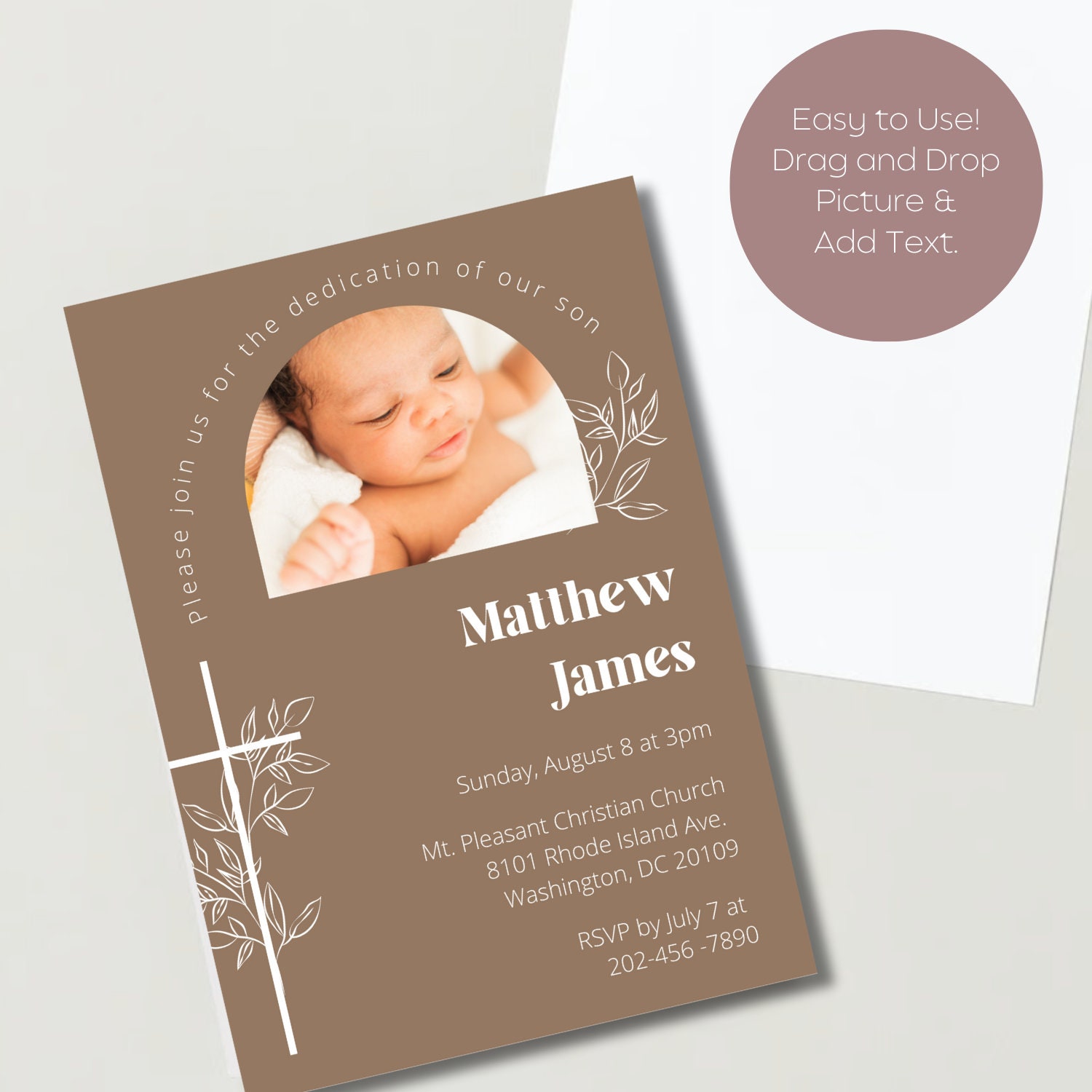Baby Dedication Invitation Template, Christian Child Minimalist ...