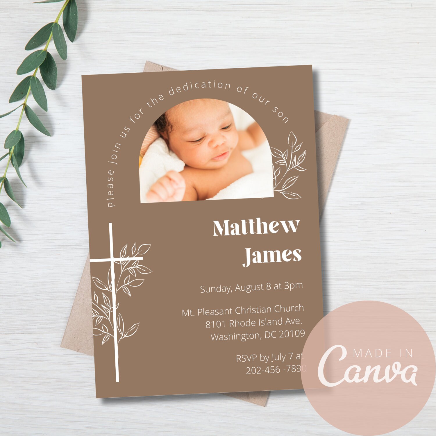 Baby Dedication Invitation Template, Christian Child Minimalist ...