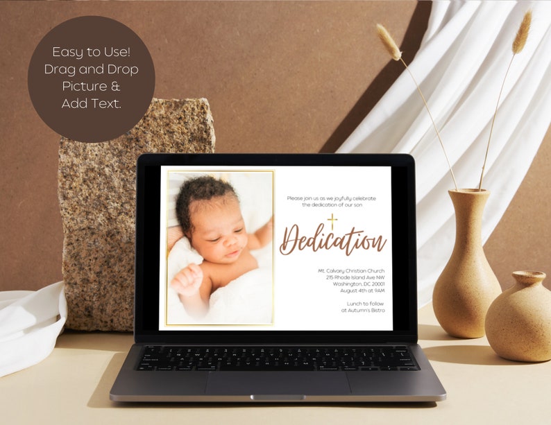 Baby Dedication Invitation Template, Minimalist Dedication, 100% ...