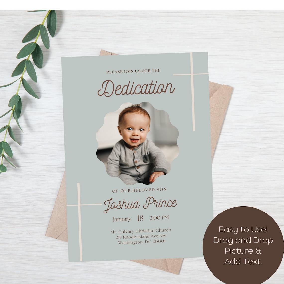 Baby Dedication Invitation Template, Minimalist Dedication, Completely ...