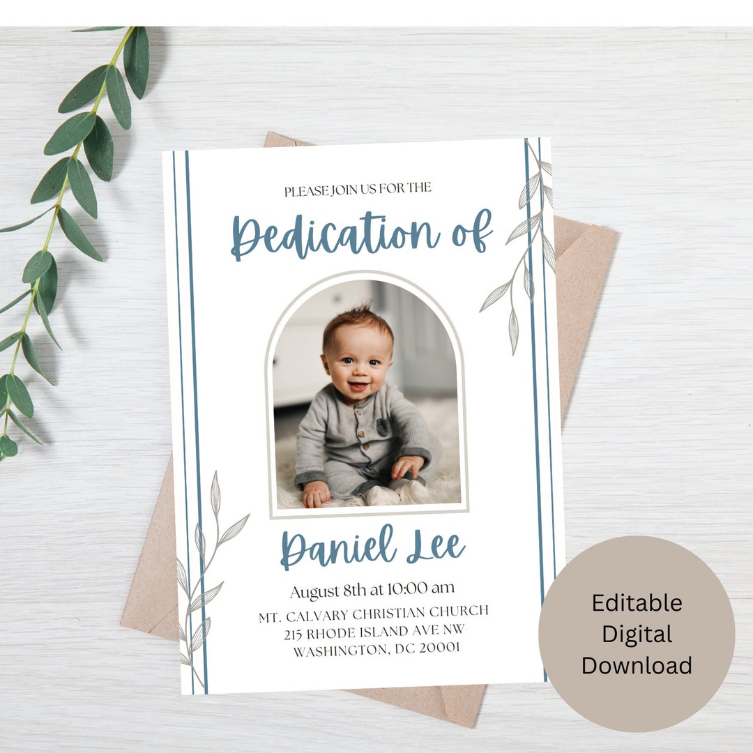 Baby Dedication Invitation Template, Minimalist Dedication, Completely ...